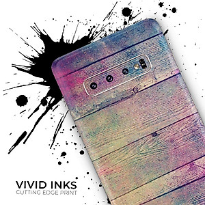DesignSkinz Pink & Blue Grunge Wood Planks Protective Vinyl Decal Wrap Skin Cover Compatible with The Samsung Galaxy S20 (Screen Trim & Back Glass Skin)