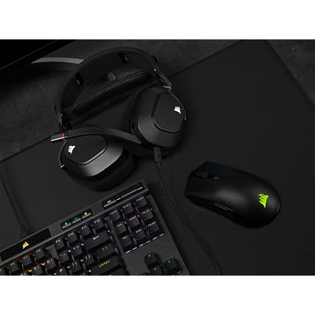 Corsair HS80 RGB WIRELESS Premium Gaming Headset with Dolby Atmos Audio (Low-Latency, Omni-Directional Microphone, 60ft Range, Up to 20 Hours Battery Life, PS5/PS4 Wireless Compatibility) Black