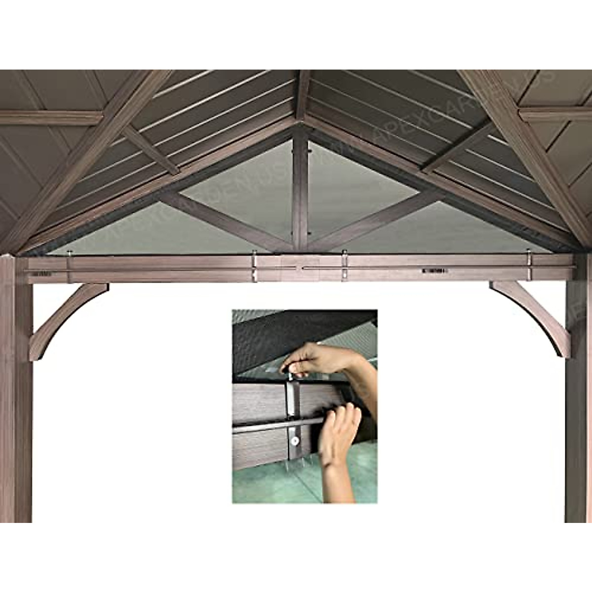 Gazebo Mosquito Netting with Slider Rail for Allen + roth Model #GF-18S112B Wood Looking Hand Paint Metal Square Semi- Gazebo (Screen Net ONLY) (Screen Net with Metal Slider Rail, Black-1)