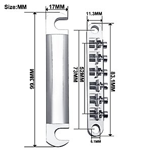SAPHUE A Set of String Saddle Tune-O-Matic Bridge and Tailpiece with Studs for GB LP Style Electric Guitar (Chrome)