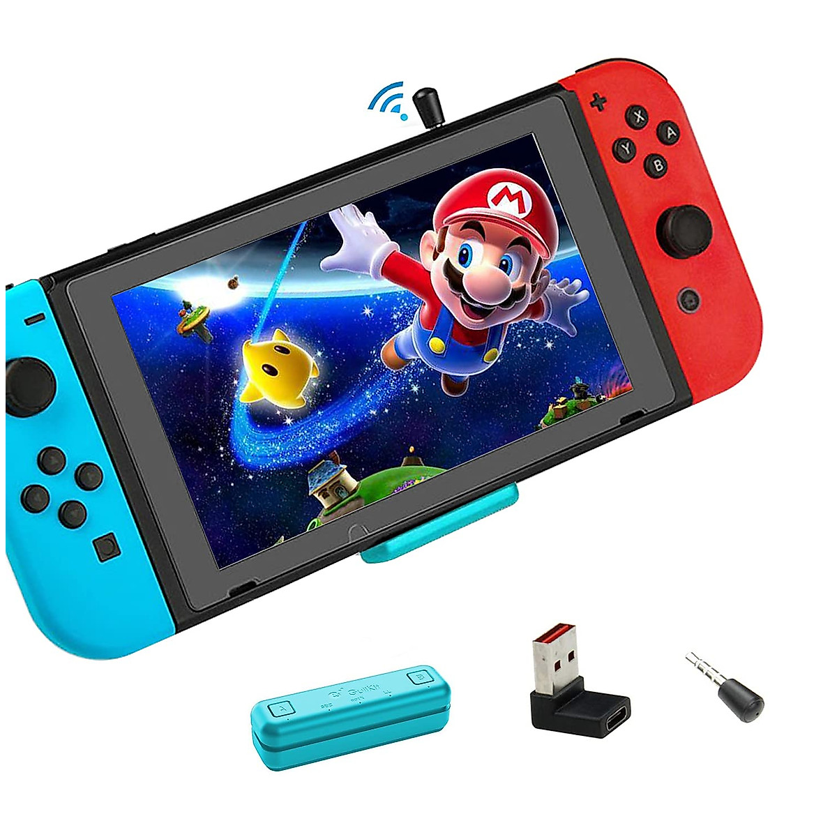 Bluetooth Adapter for Nintendo Switch Accessories USB-C Connector Wireless Audio Transmitter with aptX LL, Support in-Game Voice Chat,Connect AirPods Headphones - Turquoise