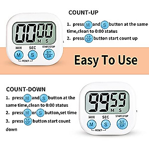 Mitlker Timer for Kids,Kitchen Timer Digital,Magnetic Back,Loud Ring,Stand for Cooking,Classroom,Bathroom,Teachers,Kids (Pink) (JS118)