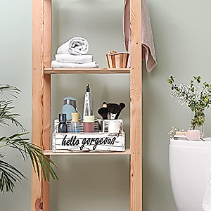 Rustic White Hair Dryer Holder Countertop Hair Accessories Organizer, Hair Tool Organizer Storage Flat Iron Curling Holder, Bathroom Blow Dryer Holder Vanity Caddy Storage Stand for Makeup Toiletries