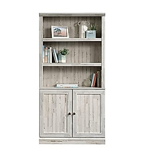 Sauder Miscellaneous Storage Bookcase/ Book Shelf With Doors, White Plank finish