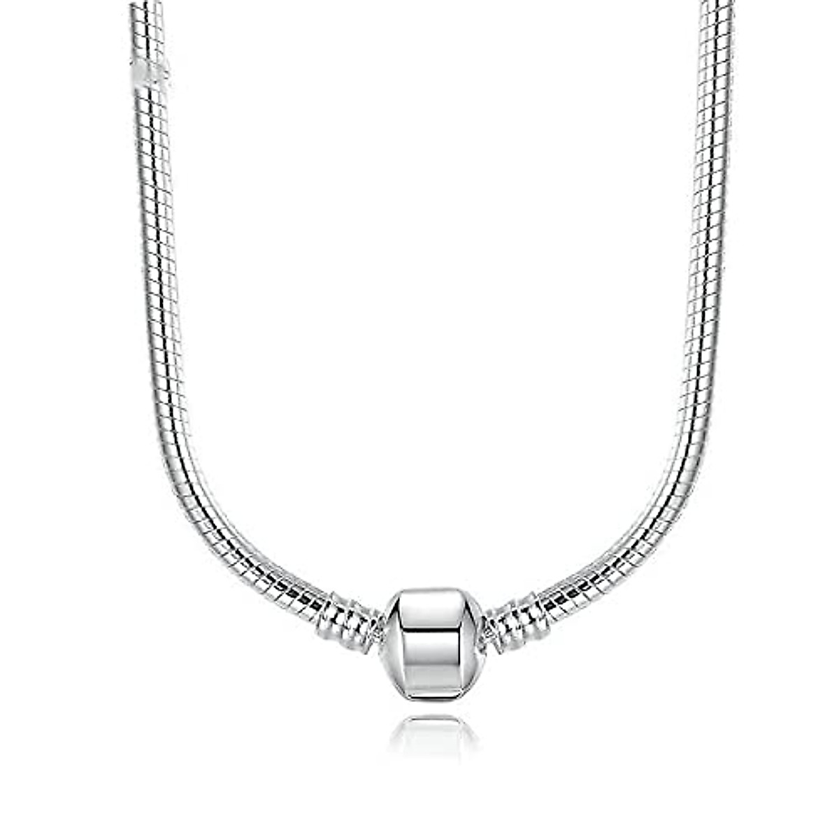 European 3mm Snake Chain Charm Bead Pendant Necklace Jewelry Fits Pandora & More