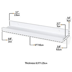 Wallniture Denver Wall Mounted Floating Shelves for Nursery Decor - Kid’s Room Bookshelf Display - Picture Ledge 17 Inch Set of 4 (White)