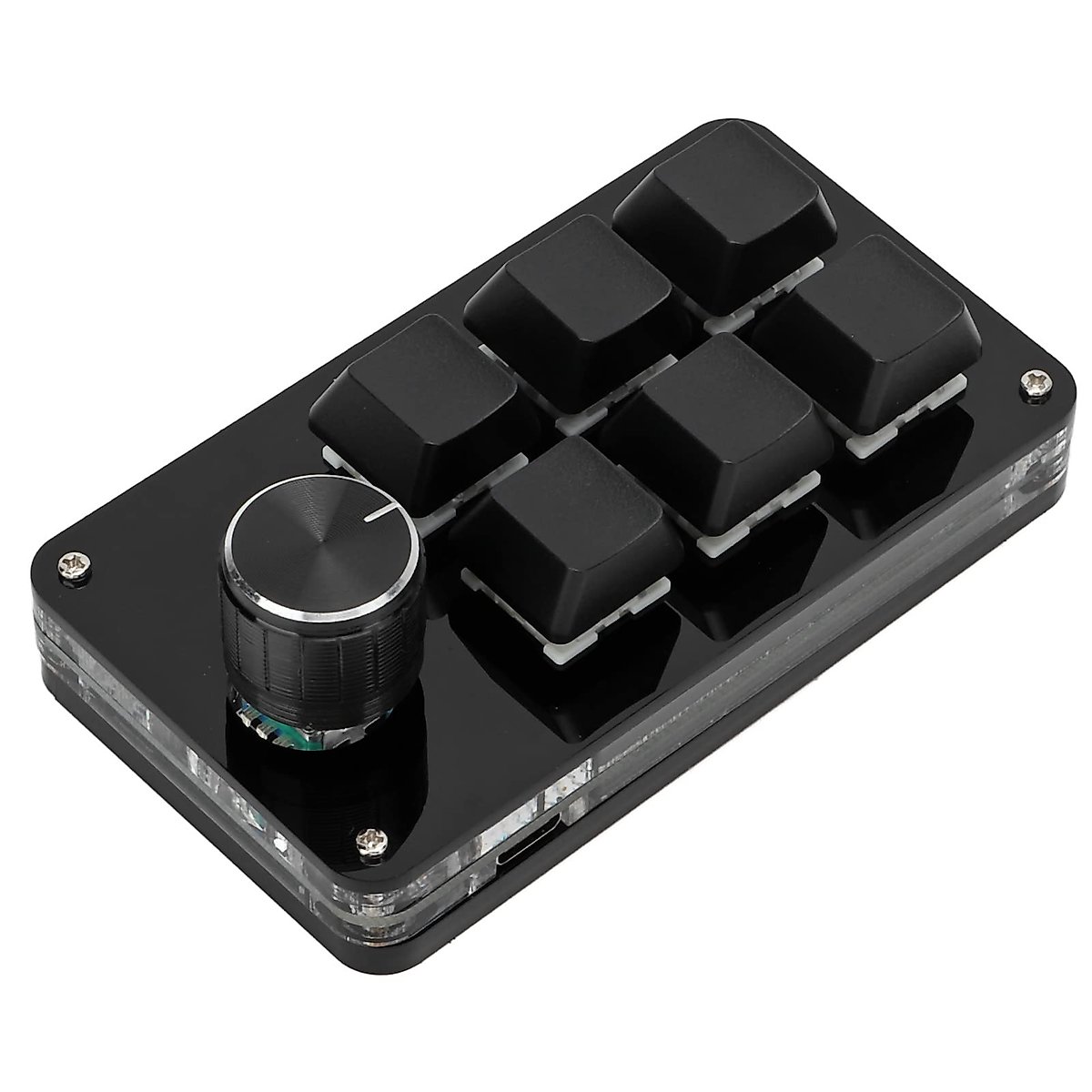 Acogedor One Handed Macro Mechanical Keyboard with Adjustment Knob, Portable Mini Mechanical Gaming Keypad, 6 Fully Programmable Keys (Black)