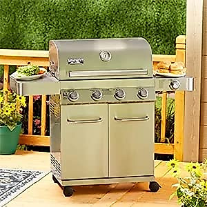 Monument Grills Larger 4-Burner Propane Gas Grills Stainless Steel Cabinet Style with Rotisserie Kit