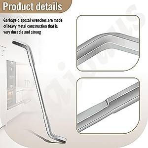Garbage Disposal Wrench, Garbage Disposal Allen Wrench Tool Compatible with InSinkErator Garbage Disposal Used To Un-Jam/Food Garbage Disposal, Garbage Disposal Repair, Silver