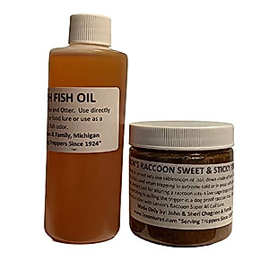 Combo Lenon Raccoon 4 oz Sweet Sticky Fish Bait & 4 oz Fresh Fish Oil