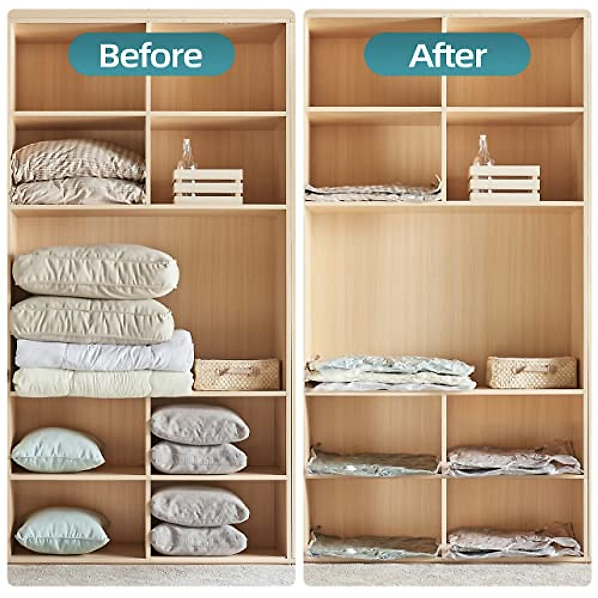 12 PACK, Vacuum Storage Bags , travel essentials, storage, JUMBO100х80cm X4pcs,LARGE 80х60cm X4pcs,MEDIUM 70х50cm X4pcs +1pump, Transparent