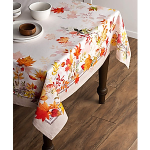 Maison d' Hermine 100% Cotton Table Cover - 60"x90" Rectangle Decorative Tablecloth - Washable Tablecloths for Dining, Home, Farmhouse & Party - for Thanksgiving & Christmas - Amarante Collection