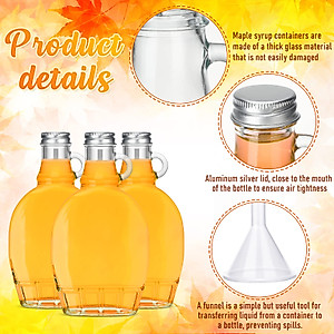 meekoo 24 Pieces 8 oz Glass Syrup Bottles with Aluminum Lid and Loop Handle Glass Maple Syrup Bottles Maple Syrup Jars Syrup Container with 4 Funnels for Potion Juice Milk Storage Gift Sauce Oil