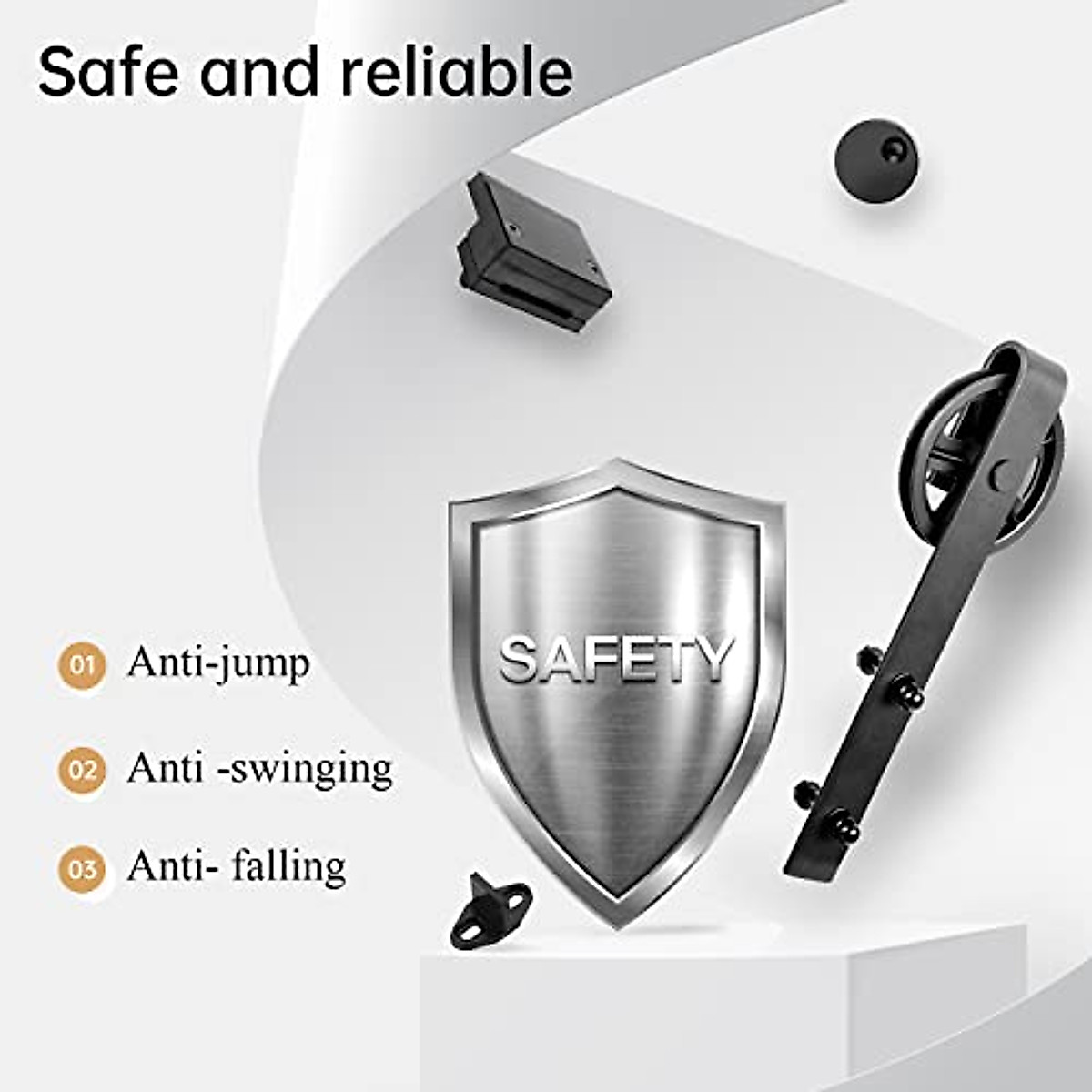 EaseLife 6.6 FT Sliding Barn Door Hardware Track Kit,Big Spoke Wheel,Heavy Duty,Slide Smoothly Quietly,Easy Install (6.6FT Track Kit for 36"~40" Wide Single Door)