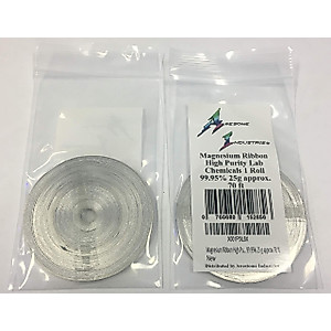 Magnesium Ribbon High Purity Lab Chemicals 1 Rolls 99.95% 25 g Approx 70 ft Awesome Industries