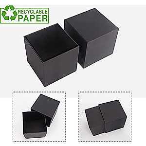 Dasofine Black Gift Boxes, 4'' × 4'' × 3.8'' Kraft Paper Square Box with Lid, 3pcs Small Gift Box, Candle Boxes, Gift Boxes for Halloween, Present, Party