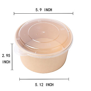 JAYEEY 34 oz Disposable Kraft salad paper bowls with lids, Food containers Soup Bowls Party Supplies Treat Bowls 50 Pack