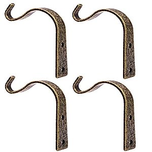 Merryshop Iron Wall Hooks Metal Heavy Duty Plant Hanger Bracket Coat Hook Decorative Hook for Small Plants Hanging Lanterns Coat Hangers Hanging Home Decor (Bronze 4 Pack)
