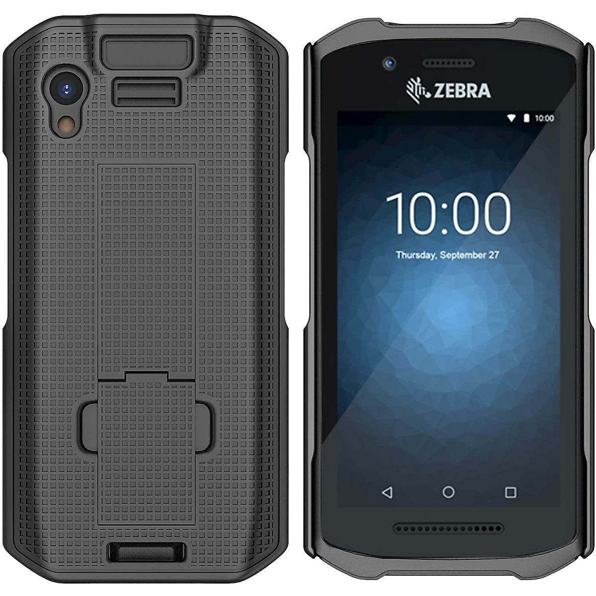 Case with Stand for Zebra TC21 TC26 Mobile Computer Scanner, Nakedcellphone Textured Slim Hard Shell Protector Cover with Kickstand - Black