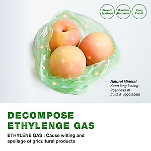 YoojungLab Green, Food Storage Bags, 14.17" 18.11" 100bags, Keep Fresh Produce Bags, Food Saver Storage for Fruits, Vegetables, Flowers, BPA FREE, HDPE, Green-Bag, Plastic Bread Bags, Eco-Friendly