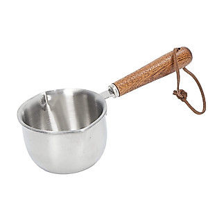 Milk Pot,200ml Butter Melting Pot,Stainless Steel Butter Warmer,Multipurpose Sauce Pan/Pot,with Dual Pour Spouts and Wooden Handle,Dishwasher Safe