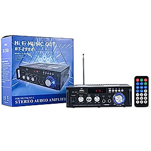 Kaynell 298A Wireless Bluetooth 5.0 Stereo Audio Amplifier, RMS 40Wx2, Max 300Wx2 Dual Channel Power Amp Sound Receiver w/USB, SD Card, FM Radio Home Speakers Theater System Remote Controller, Black