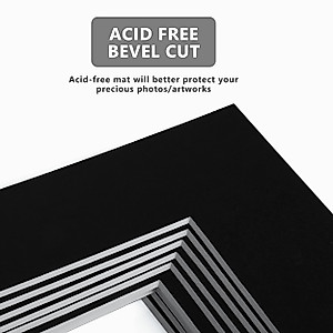 Somime 25 Pack Black Picture Mats - 11x14 Pre-Cut Mats for 8x10 Photos - White Core Bevel Cut Frame Matte, Acid Free, Ideal for Frames, Artwork and Prints