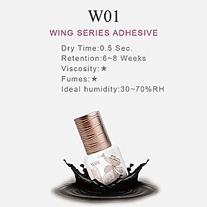 JOVISA W01 Eyelash Extension Glue 0.5 Second Drying Time 6-8 Weeks Long Retention 30~70% RH Ideal Humidity Professional Use Only 5ml
