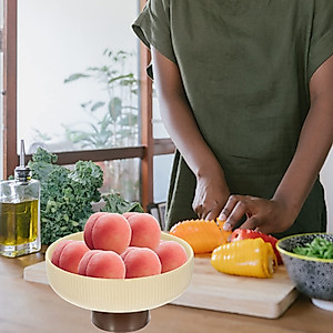 Luxshiny Ceramic Fruit Bowl Fruit Basket Footed Bowl Ceramic Footed Bowl, Fruit Serving Bowl Dessert Display Bowls Round Bowl for Home Kitchen Restaurant Breakfast Bowl Fruit Bowl