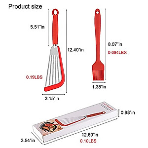 halteoly Fish Spatula Stainless steel with Silicone handled, Fish spatulas for nonstick cookware,Fish Flipper Spatula and Basting Brush (Black)