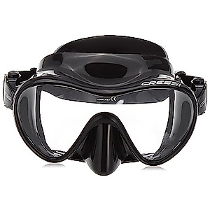 Cressi F One Frameless Scuba Snorkel Mask, Silicone Skirt for Scuba Diving and Snorkeling Dive Mask - Schwarz & Supernova Dry, Black/Black
