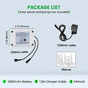 ECO-WORTHY Solar Fountain Water Pump Backup Battery 14.8V 2600mah for ECO-WORTHY 12Watt/25Watt Solar Fountain Pump Kit