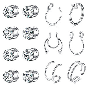 Mayhoop Fake Nose Ring Faux Nose Ring Fake Nose Ring Hoop Fake Nose Ring Stud Fake Nose Piercing for Women Men