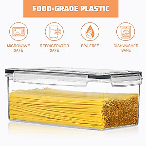 [6 Pack] 3.2L Airtight Pasta, Spaghetti Storage Containers Set with 6 Measuring Cups, BPA Free Plastic Food Containers with Lids for Kitchen, Pantry Organization and Storage