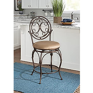 Powell Company Big and Tall Scroll Circle Back Powell Counter Stool, Height, Bronze/Beige