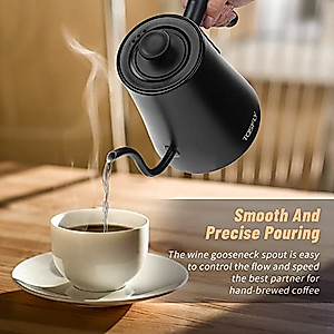 Tosfly Gooseneck Electric Kettle - 1200W 1.0L Pour-Over Kettle with LED Display Stainless Steel Coffee Kettle with Temperature Control Leak-Proof, Automatic Shut Off, Anti-dry Protection Tea Kettle