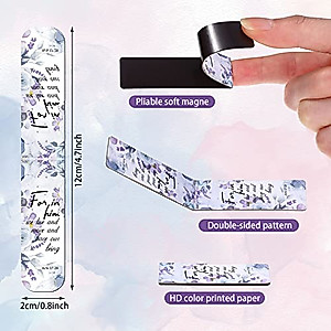 48 Pcs Bible Verse Magnetic Bookmarks, Inspirational Scripture Christian Book Markers Religious Motivational Encouragement Flower Page Clips Presents for Women School Office Supplies(Stylish Style)