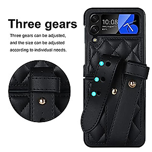 Fivean Suitable for Oppo findn2flip Foldable flip Card, Wrist Strap Phone case Black