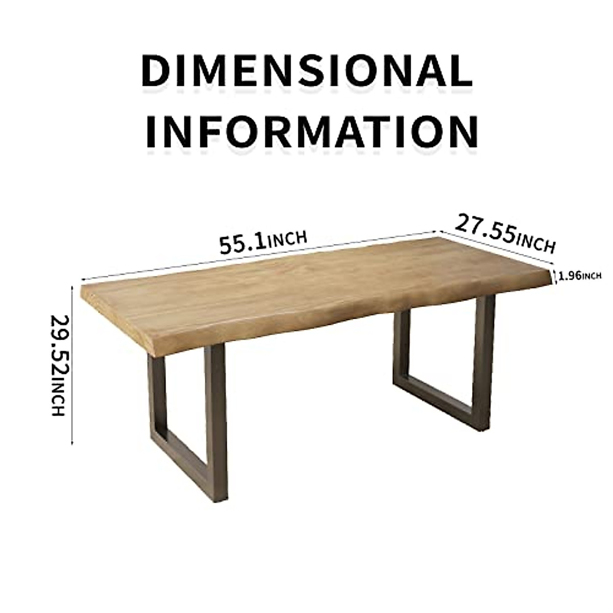 Rustic Style Solid Wood Computer Desk 55-inch Large Office Desk Home Simple Modern Long Desk Study Writing Desk Dining Table for Home Office