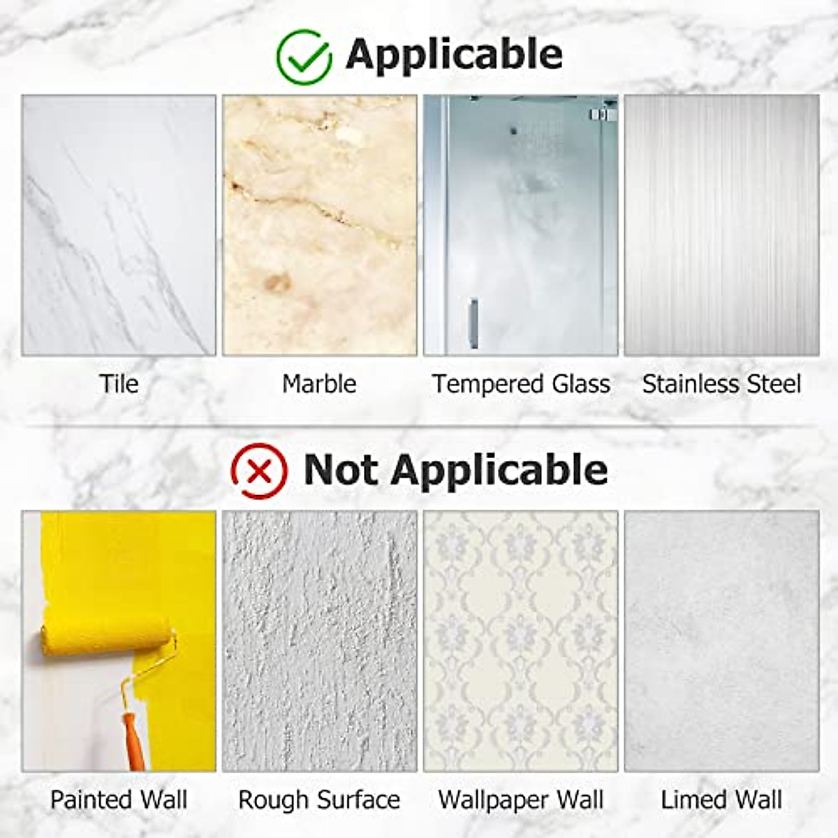 Comsmart Shower Caddy Adhesive Replacement, No Drilling Strong Stick 2 PCS Transparent Rectangle Shower Shelf Adhesive for Shower Caddy, Soap Holder, Bathroom Storage Shelves and Kitchen Racks