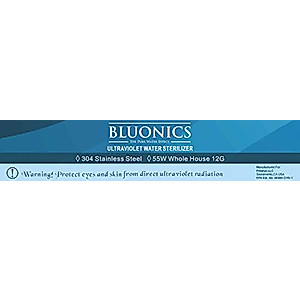 UV Water Filter Sterilizer Purification for Whole House Ultraviolet Light Filtration System 12 GPM 55W 110V 3/4 inch MNTP Inlet Outlet + 2 Extra Bulbs by Bluonics