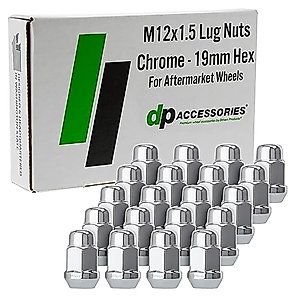 DPAccessories M12x1.5 Lug Nuts Chrome - Closed-End Acorn Lug Nuts - Aftermarket Wheel Lug Nuts 12x1.5-19 mm Hex M12-1.50 Lug Nuts - Chrome Lug Nuts - Set of 20 - D3116-HT-2305/20