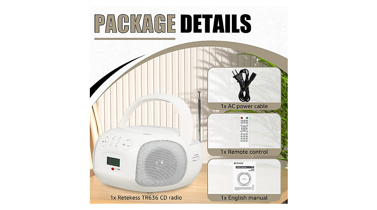 Retekess TR636 Boombox CD Player, CD Boombox AM FM Radio, Bluetooth ...
