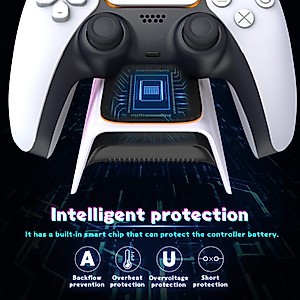 A-VIDET Upgraded PS5 Controller Charger, PS5 Controller Charger Compatible Playstation 5 Charging Station Dock with LED Indicator, Safety Chip Protection, Dual USB Fast Charging