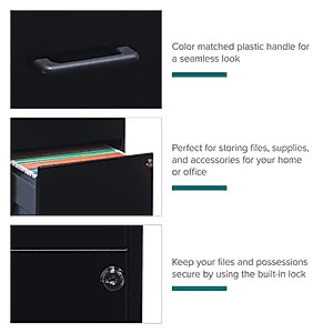 Lorell 14341 18 Deep 2-Drawer File Cabinet, Black