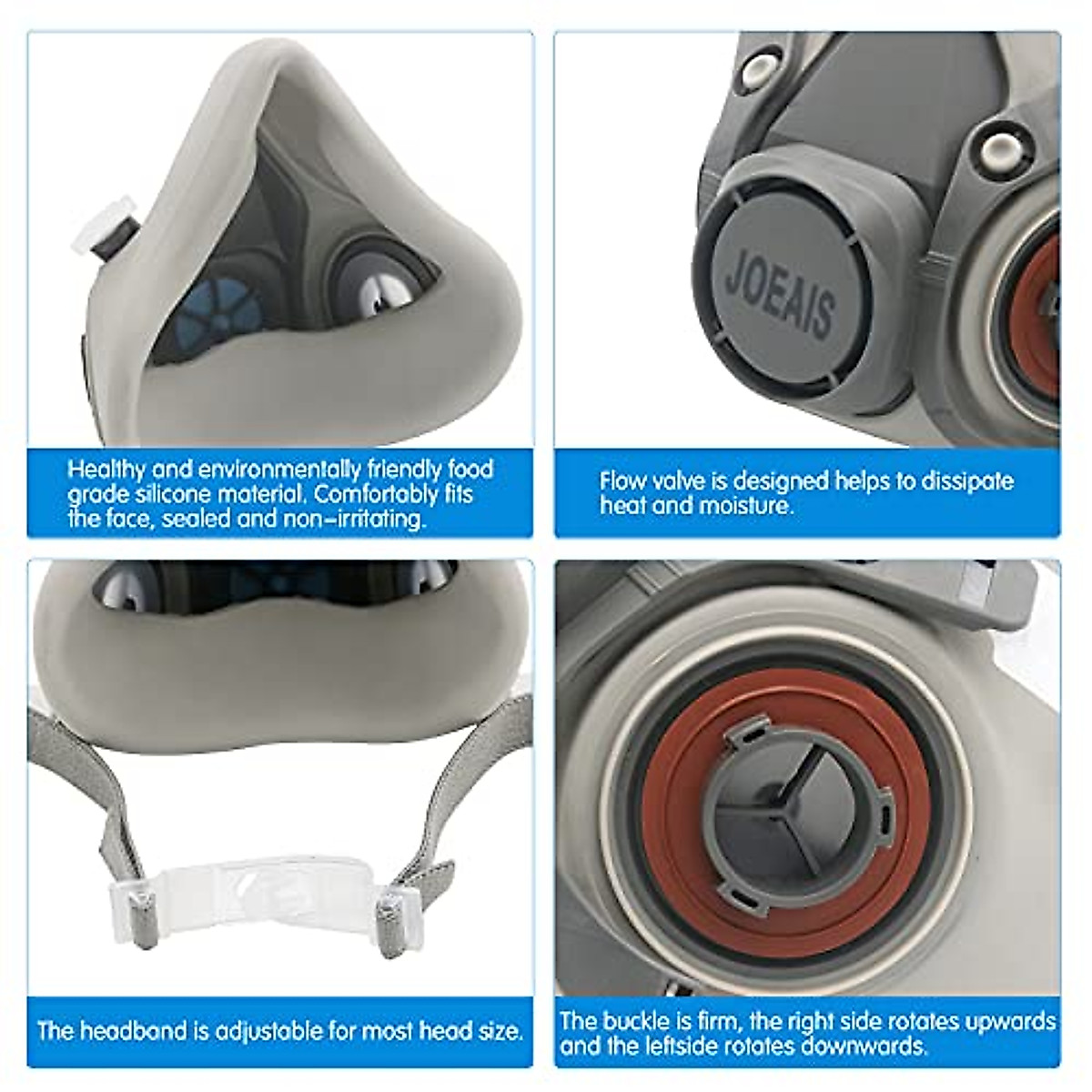 JOEAIS HAOX Large Half Facepiece Reusable Respirator 6200, Professional Organic Steam Respirator Widely Used in Paint Spray, Chemical, Woodworking