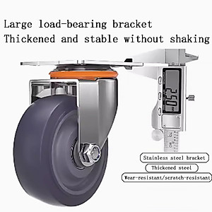Caster Wheels Heavy Duty Casters, 8 Inch Casters Set of 4 Wheels Directional-Swivel-Brake Casters, Industrial/Workbench/Cart Casters Rubber-Silent Load Capacity 800Kg(Fixed)