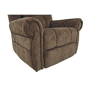 Signature Design by Ashley Ernestine Upholstered Power Lift Adjustable Oversized Recliner, Brown