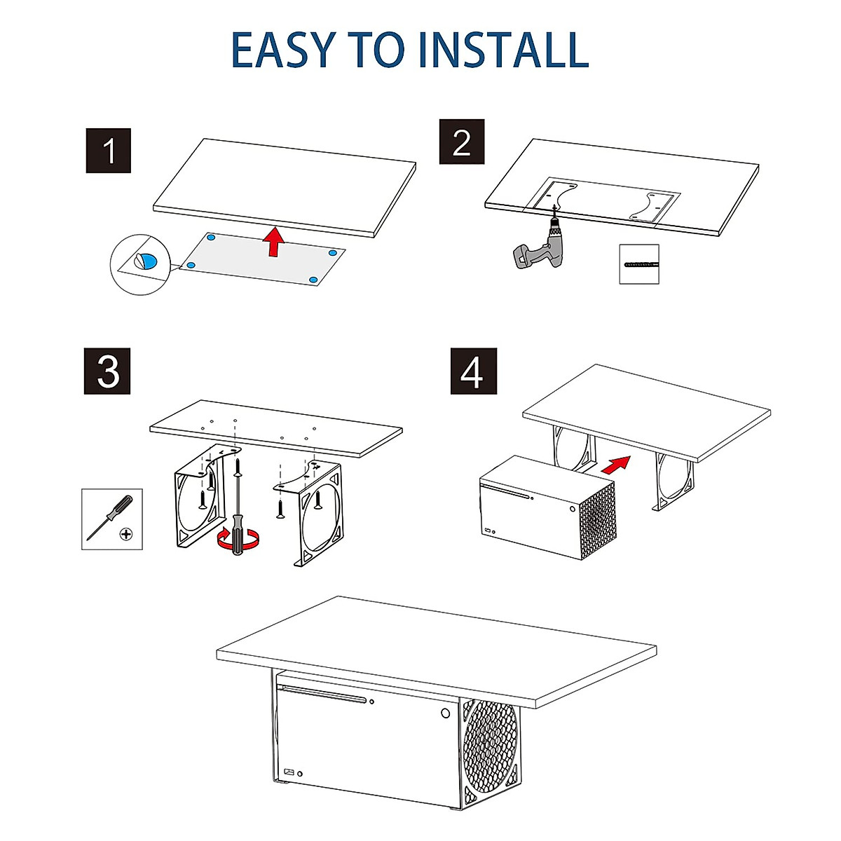Monzlteck Under Desk Mount for Xbox Series X,Stealth Mount for XSX