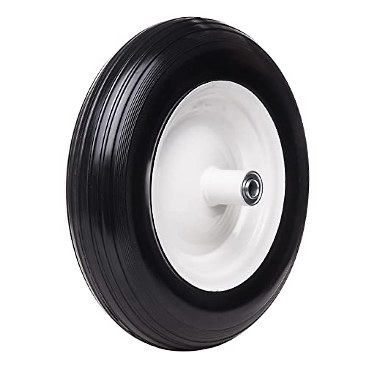 BAIVE BW 16" 4.80/4.00-8 Flat Free Solid Polyurethane Tire and Wheel, 1 Pack PU Airless Tires with 5/8" Ball Bearings 6" Iron Hub for Wheelbarrow/Hand Truck/Tool Cart/Garden Carts, 1 Pack